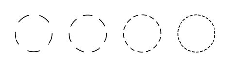 파선 원 플랫 아이콘 집합입니다 깨진 반지 점선 링 기호입니다 단순 파선 둥근 선 추상 그래픽 요소입니다 둥근 절단선 벡터 템플릿입니다 그래픽 일러스트레이션 0명에 대한
