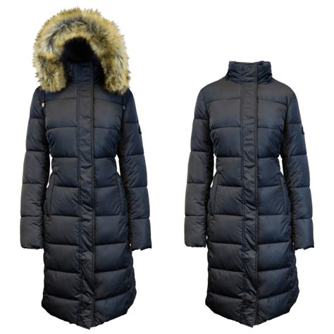 Sidedeal Womens Heavyweight Long Zip Parka Jacket With Faux Fur Hood