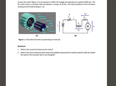 SOLVED A Series DC Motor Figure Is Connected To A V DC Voltage And Operates At A Speed