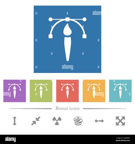 Dessin Dune Courbe Vectorielle Avec Des Icônes Blanches Plates De Loutil Pinceau Sur Fond