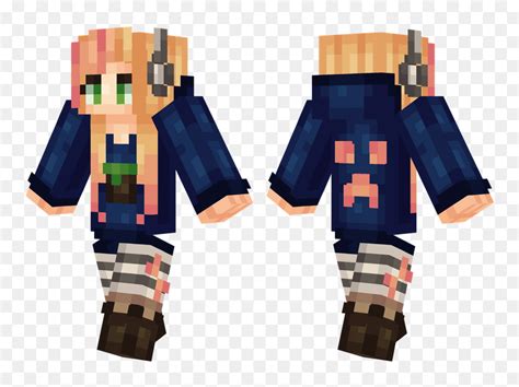 Headphone Gamer Girl Minecraft Skin Hd Png Download Vhv