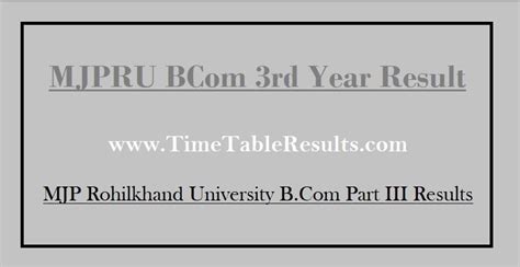 Mjpru Bcom 3rd Year Result 2022 रोहिलखंड यूनिवर्सिट Results