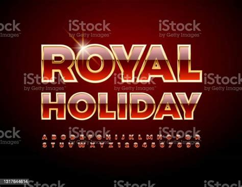 벡터 엘리트 템플릿 로얄 홀리데이 빨간색 및 골드 알파벳 문자 및 숫자 세트 공휴일에 대한 스톡 벡터 아트 및 기타 이미지