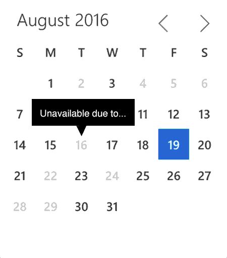 Gui Design Showing Binary Availability On Date Picker User
