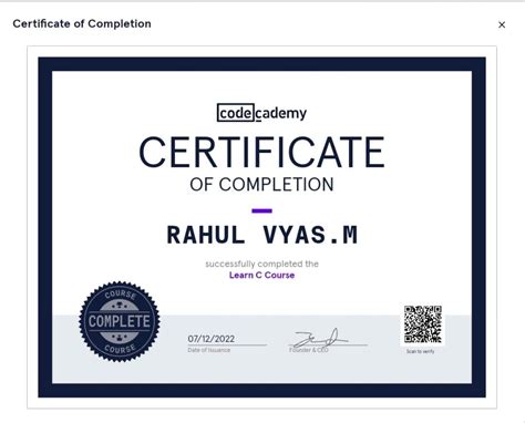 C Codecademy Programming Rahul Vyas M