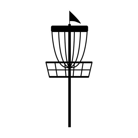 Disc Golf Basket With Flag Icon Vector Outline Illustration Isolated On White Background