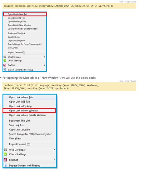 selenium how to right click and select option in webdriverjs software quality assurance