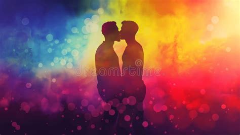 Vivid Connection Abstract Rainbow Background With Silhouette Of Gay