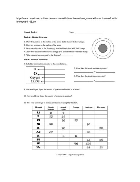 Atomic Basics Worksheet Answers Db Excel Com