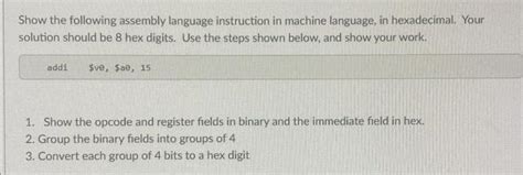 Solved Show The Following Assembly Language Instruction In