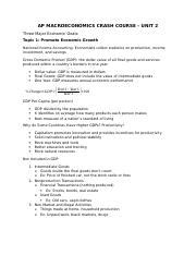 AP Macro Unit Docx AP MACROECONOMICS CRASH COURSE UNIT Three Major Economic Goals