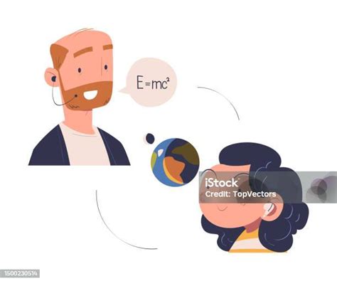 남자 교수와 여자 학생이 웹 플랫폼 벡터 일러스트레이션에 대한 수업을 하는 온라인 교육 및 E러닝 거리가 먼에 대한 스톡 벡터 아트 및 기타 이미지 Istock