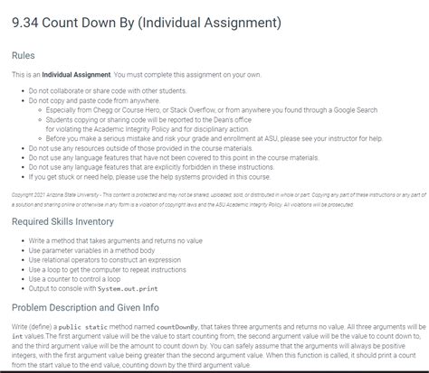 Solved 934 Count Down By Individual Assignment Rules This