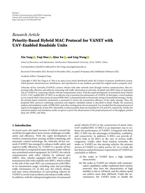 Pdf Priority Based Hybrid Mac Protocol For Vanet With Uav Enabled Roadside Units