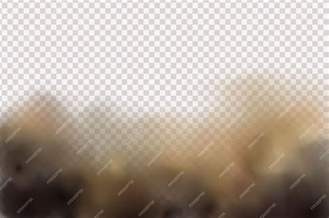 흙담배 연기 스모그 흙과 모래 입자가 있는 입자가 있는 먼지 구름 프리미엄 벡터