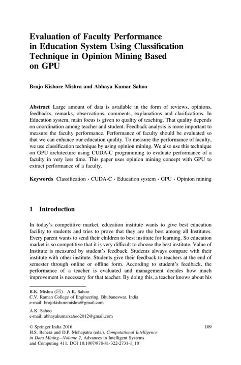 Pdf Evaluation Of Faculty Performance In Education System Using