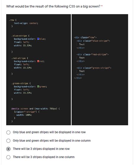 Solved What Would Be The Result Of The Following CSS On A Chegg