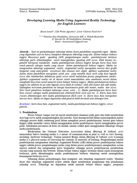 Developing Learning Media Using Augmented Reality Technology For