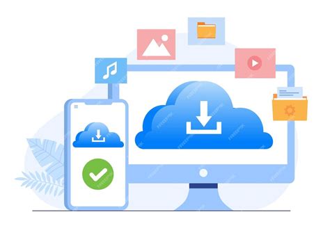 Premium Vector Cloud System File Download Database Protection Concept Data Center File