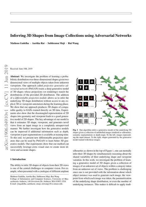 Pdf Inferring 3d Shapes From Image Collections Using Adversarial Networks