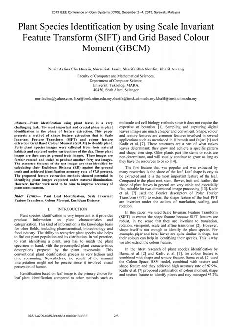 Pdf Plant Species Identification By Using Scale Invariant Feature