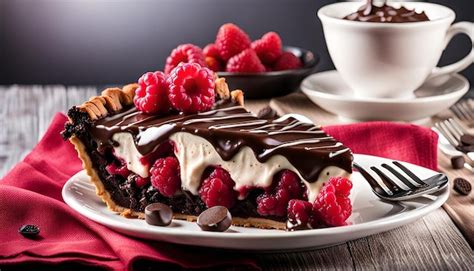 Chocolate Raspberry Pie With Oreo Crust Premium Ai Generated Image