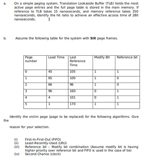 Solved A On A Simple Paging System Translation Lookaside