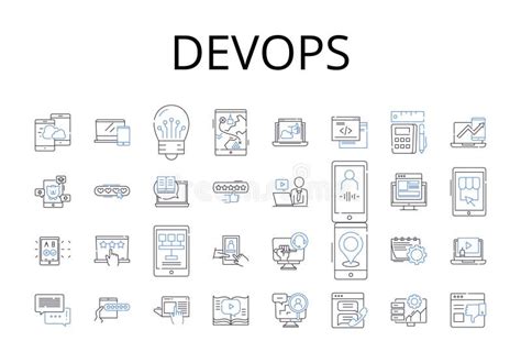 devops line icons collection agile development cloud computing