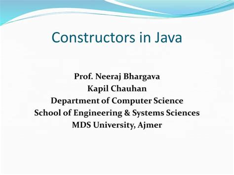 Constructor In Java Pptx