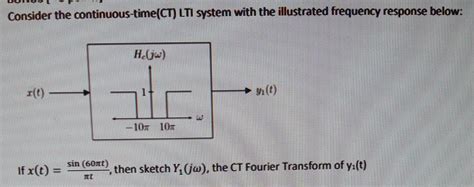Solved Consider The Continuous Time CT LTI System With The Chegg