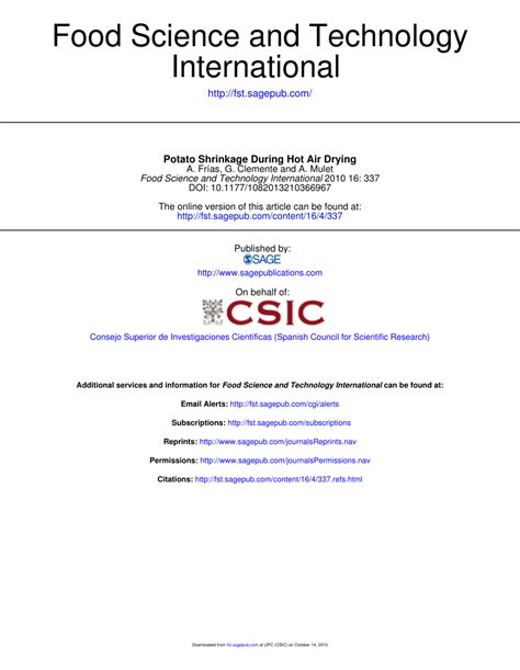 Pdf Potato Shrinkage During Hot Air Drying