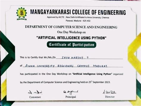 jaya harini thiagarajan on linkedin certification ai python