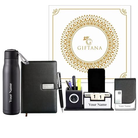Personalized 5 In 1 T Set Steel Bottle Notebook Diary Metal Pen