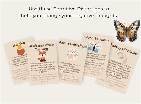 Cognitive Distortions Examples Boho Styled Digital Flashcard