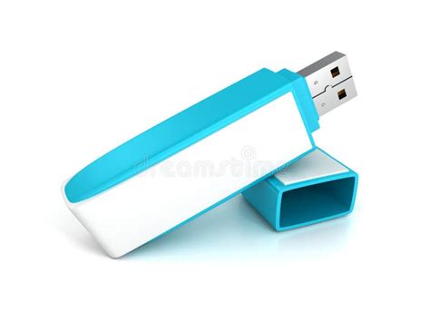 Blue Usb Flash Memory Drive Stick With Cover Stock Photo Image Of Detail Render