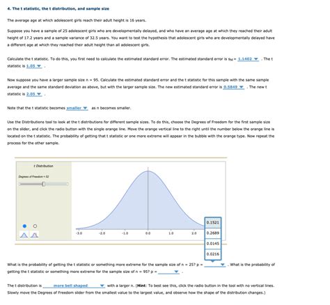 Solved The T Statistic The T Distribution And Sample Chegg Com
