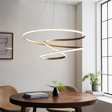 Satin Gold Large Led Loop Pendant Id 11653 Gold Pendant Lighting Ceiling Pendant Lights