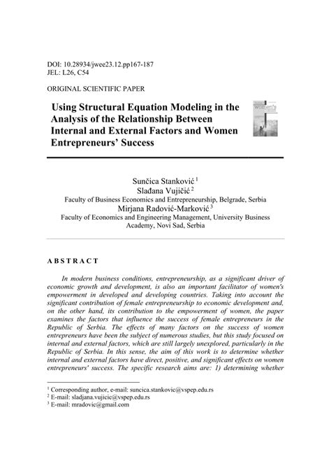 Pdf Using Structural Equation Modeling In The Analysis Of The Relationship Between Internal