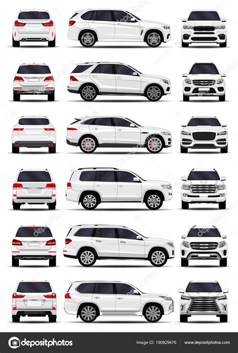 Realistic Suv Cars Set Front View Side View Back View Stock Vector By ©chel11 190829476