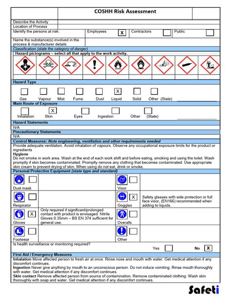 Coshh Template V2 Pdf Safety Occupational Safety And Health Coshh Template V2 Pdf Safety Occupational Safety And Health