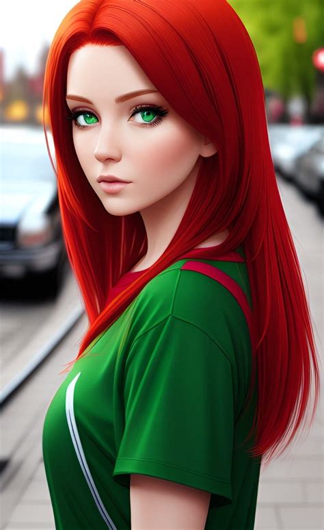 Red Hair Woman With Beautiful Green Eyes