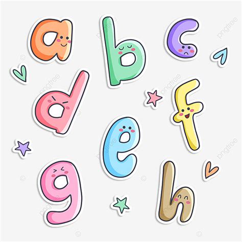 소문자 알파벳 일러스트 스티커 세트 카와이 스티커 다채로운 문자 알파벳 스티커 Png 일러스트 및 Psd 이미지 무료 다운로드 Pngtree
