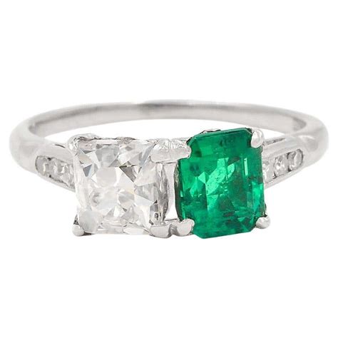 Art Deco Era Platinum And 190 Carat Ascher Cut Diamond Engagement Ring