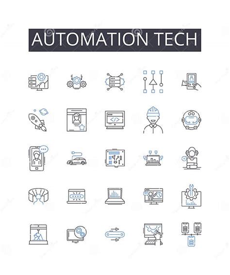 Automation Tech Line Icons Collection Automation Efficiency Self Sufficient Self Governing
