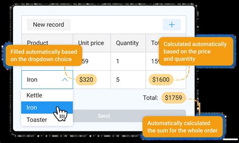 Data Table In Online Form