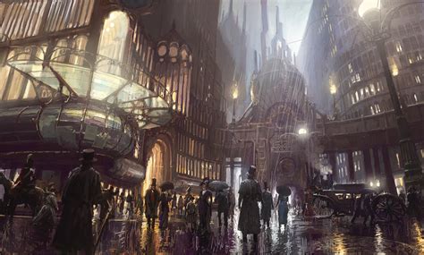 City Cityscape Rain Steampunk Cathedral Metropolis Screenshot