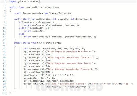 Funciones Java Suma Y Simplificacion De Fracciones