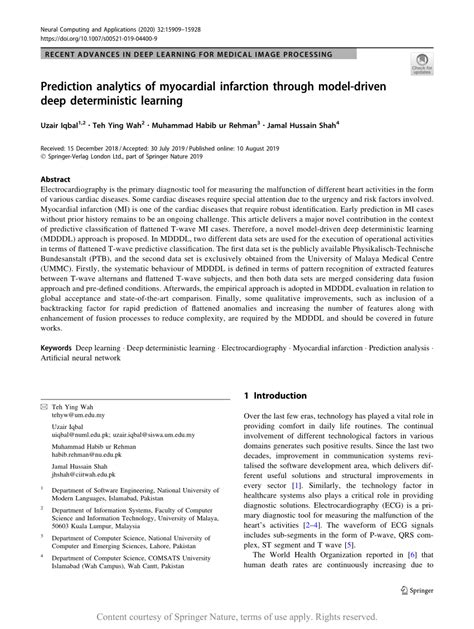 Prediction Analytics Of Myocardial Infarction Through Model Driven Deep