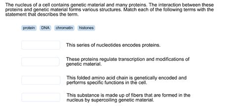 Solved The Nucleus Of A Cell Contains Genetic Material And
