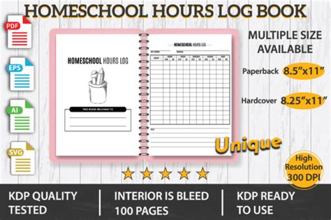 Homeschool Hours Logbook Kdp Interior Graphic By Handybooks